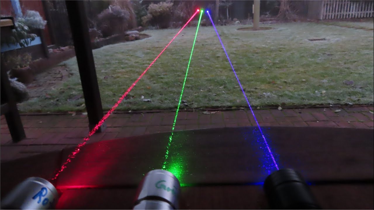Laserpointer blau 2000mW, rot 500mW, grün 300mW - YouTube