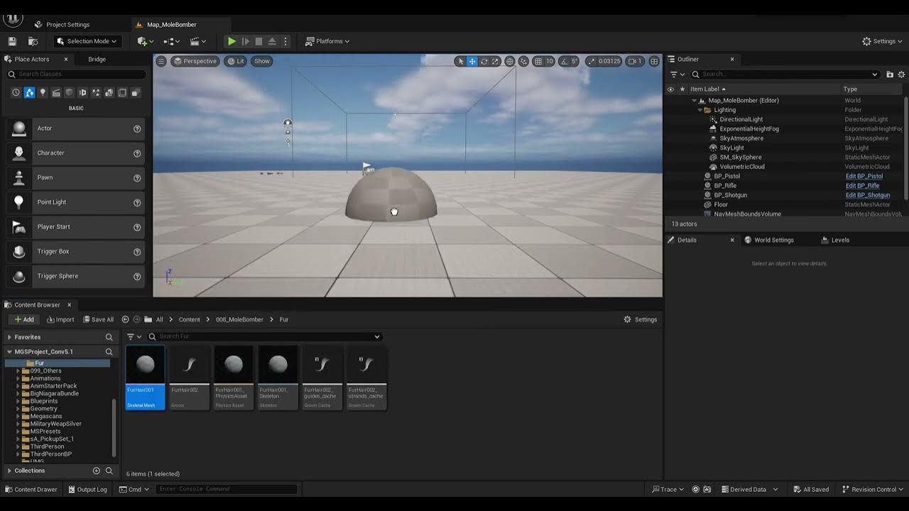 Fur Hair Blender to UE5 007 Place Skeletal Mesh in Level - YouTube