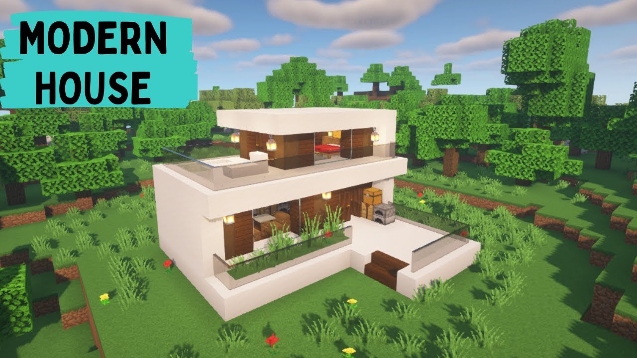 Minecraft : How To Build Modern House Tutorial - YouTube