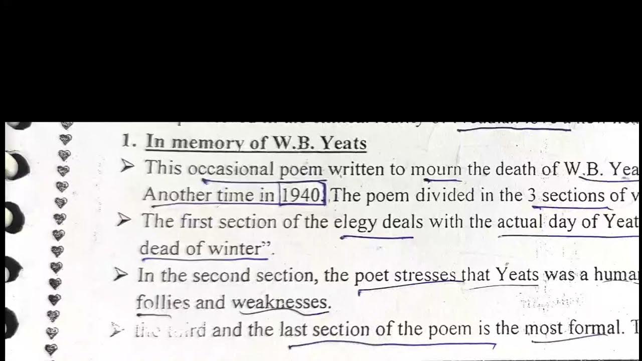 IN MEMORY OF W. B. YEATS BY W. H. AUDEN - YouTube