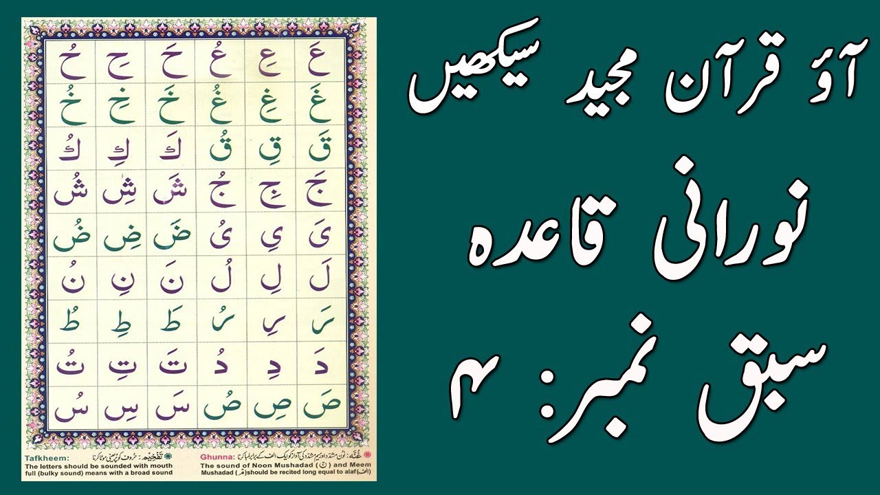 Noorani Qaida Lesson 4 Full In Urdu/Hindi - YouTube