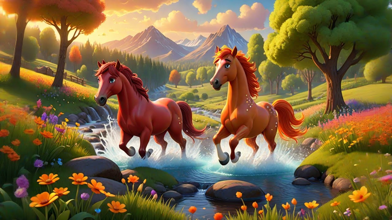 Four Rainbow Horses Gallop Fast | Movement Song for Kids | Nursery ...