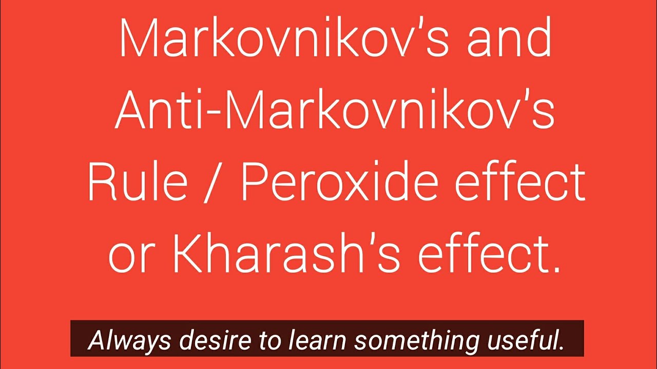 Markovnikov's and Anti-Markovnikov's Rule - YouTube