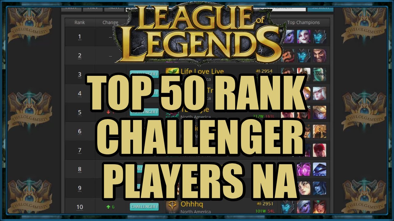 Top 50 Rank Challenger Players in NA | League of Legends - YouTube