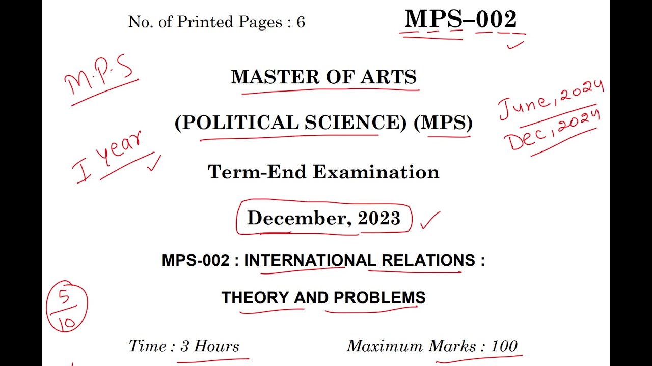 MPS - 002 December 2023 latest question paper ignou mps international ...