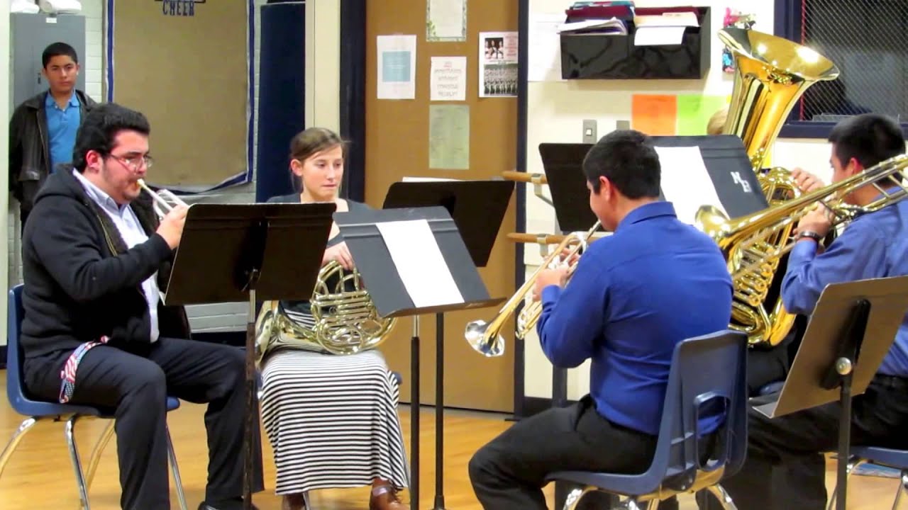 Rachel playing french horn in brass ensemble quintet. - YouTube