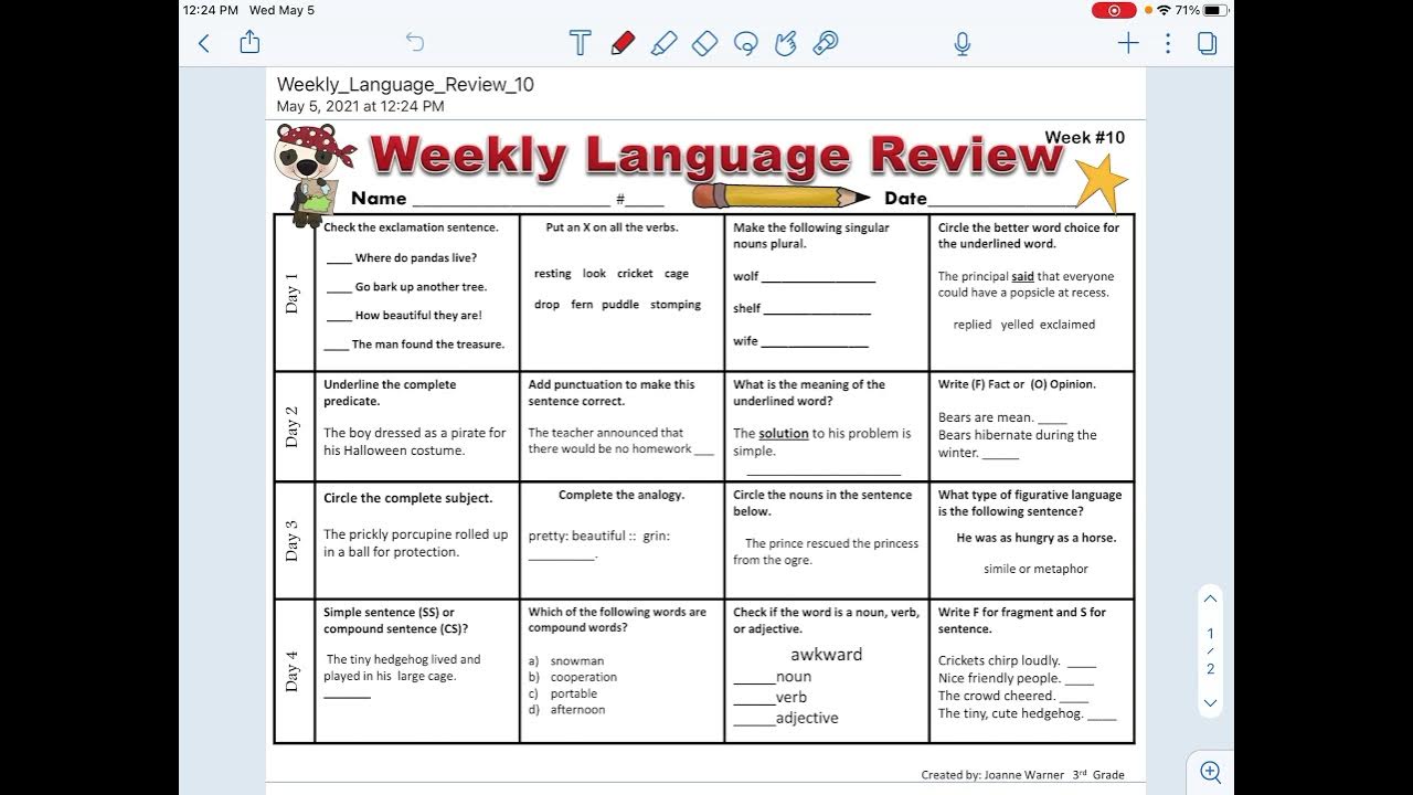 Weekly language review #10 - YouTube