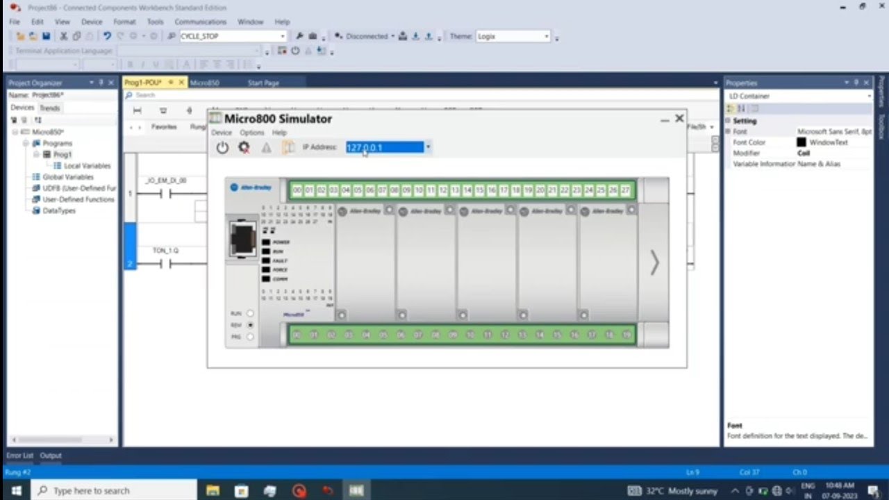 TON Timer on delay | Allen Bradley Micro-850 | Timer on delay | CCW # ...