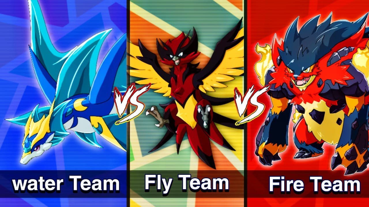 Water Vs Flying Vs Fire Team Monster Masters Gameplay - YouTube