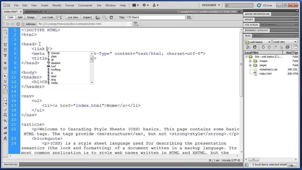 Css Basics Writing And Linking Css Youtube