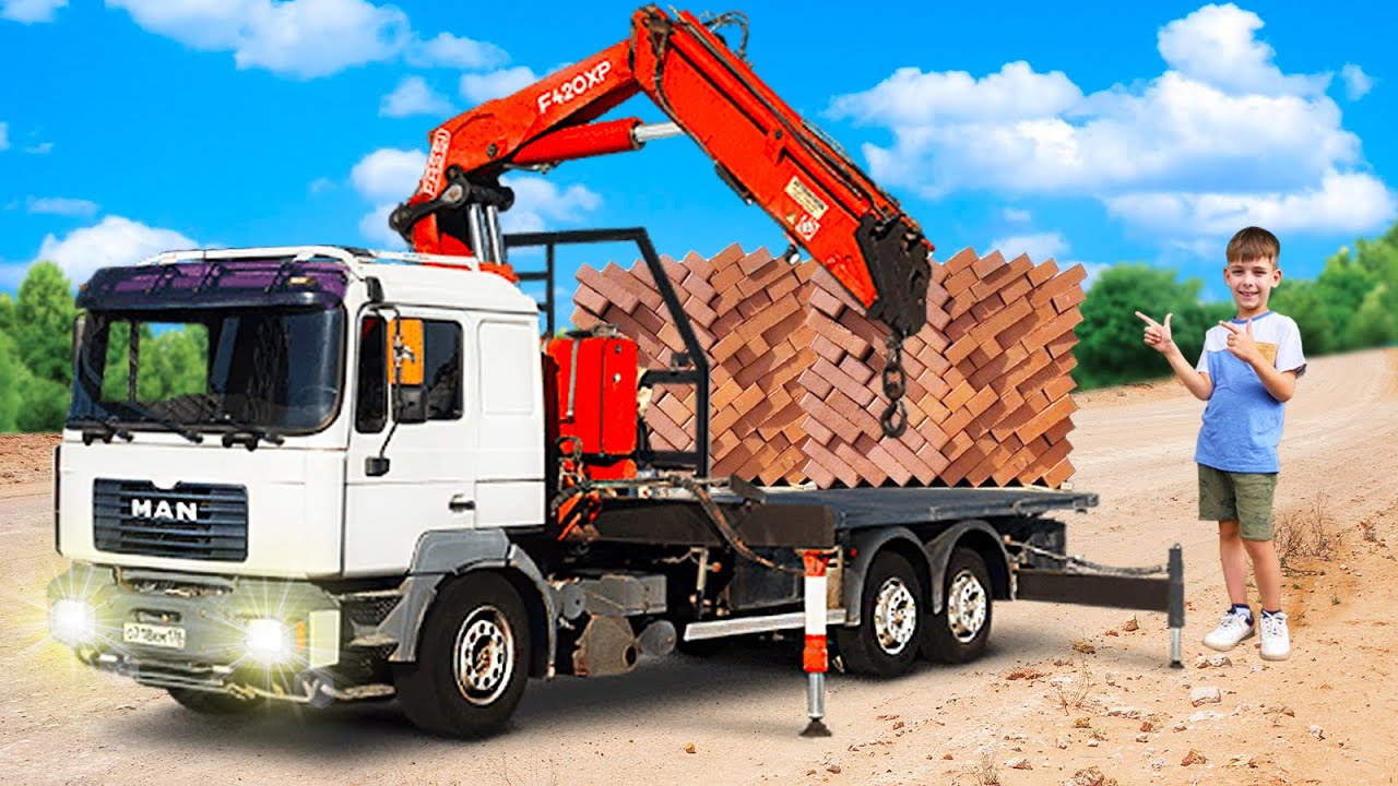 Big Truck Manipulator brought bricks - Kid ride on Power Wheels Truck ...