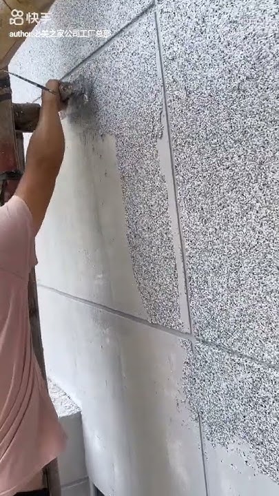 Rural self-built house marble scraping construction in progress, Bimei scraping marble - YouTube