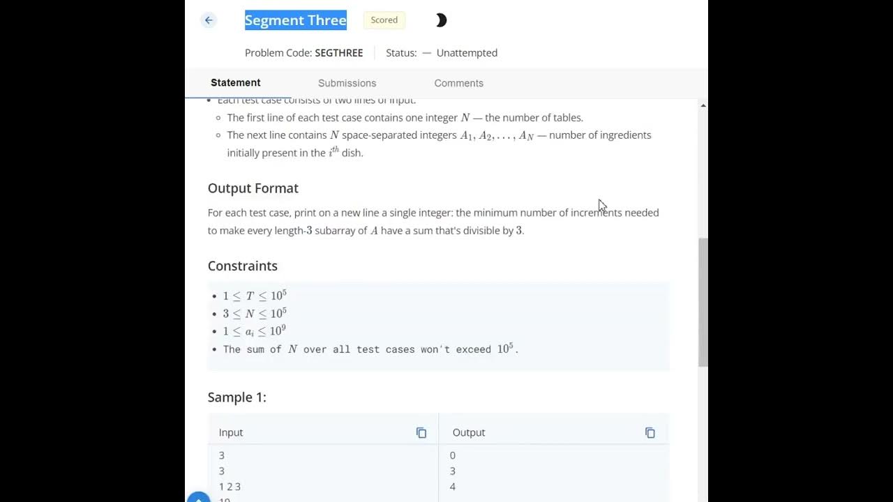 Segment Three Codechef solution CodeChef starters 98 100 100 FULL AC Code SEGTHREE - YouTube