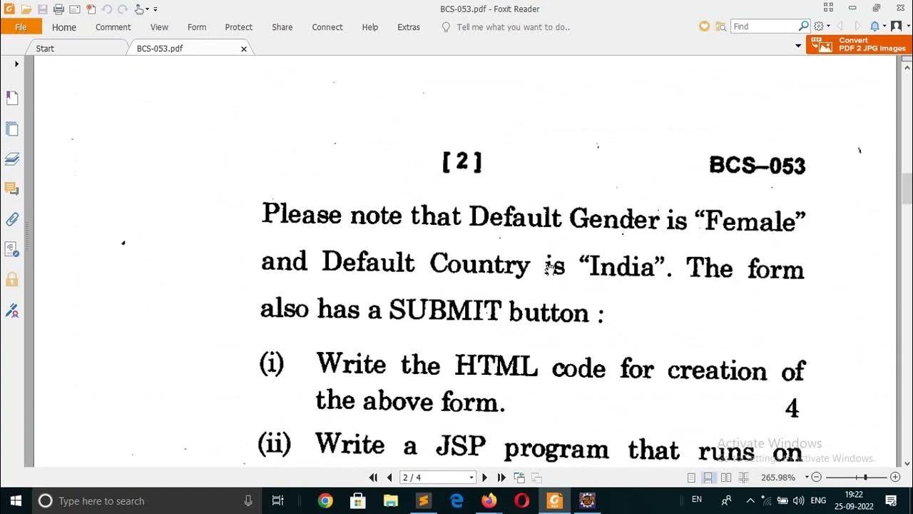 BCA BCS053 Web Programming Term End Examination December 2019 | Create a Registration Form |JSP ...
