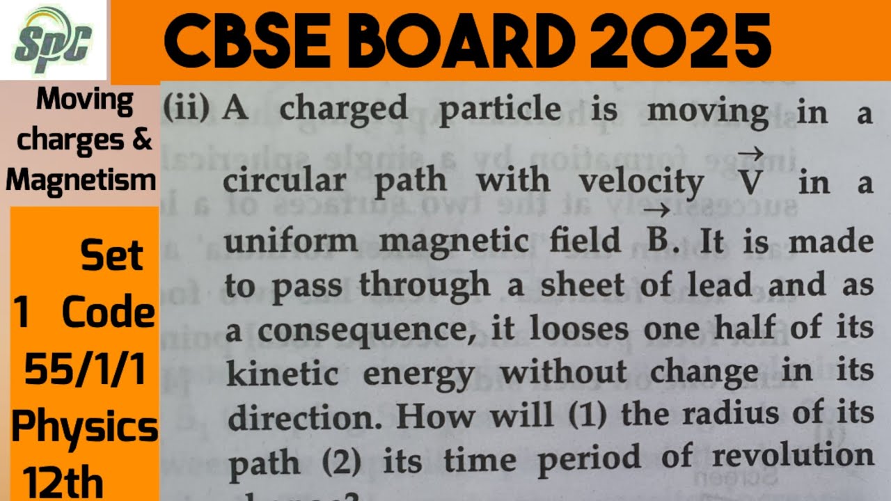 Q32 A charged particle is moving in a circular path with velocity v in ...