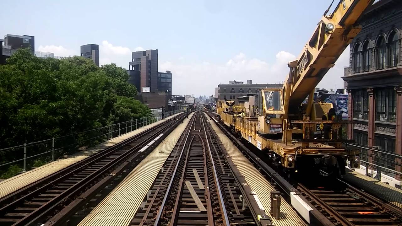 On board Manhattan bound r32 (J) train with construction - YouTube