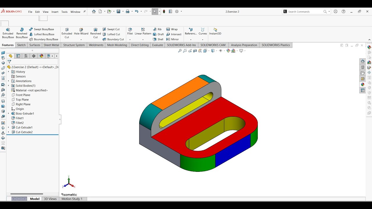 Solidworks Tutorial Exercise Day 2 - YouTube