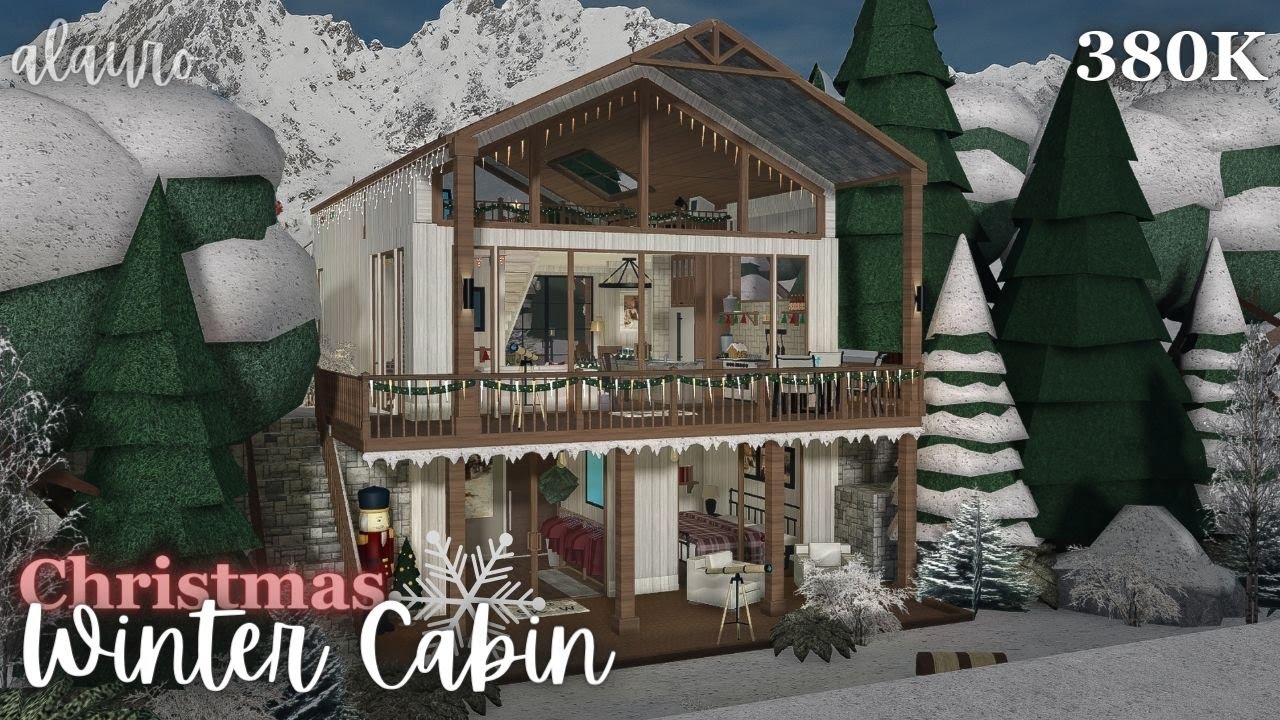 Christmas Winter Cabin 380K - Bloxburg Speed Build - YouTube