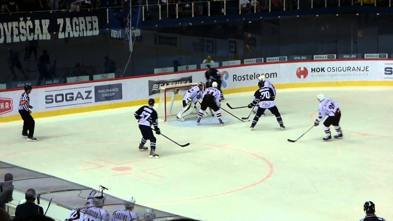 KHL Medvescak vs Dinamo Riga game winning goal for victory 2:1 - YouTube