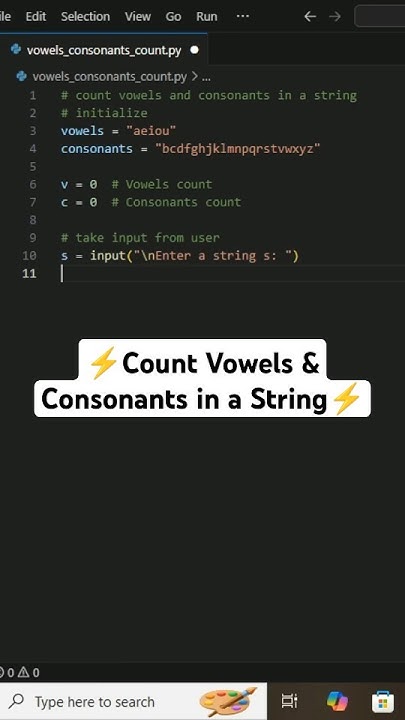 count alphabets - vowels and consonants in #python 🐍 #pythonforbeginners #programming #coding ...