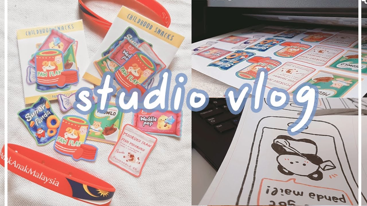 🥮 studio vlog | sticker shop update, cutting stickers, making thank you ...