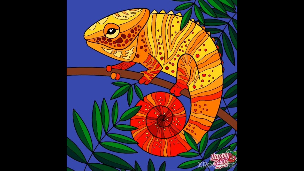 Happy Color | Paint By Number | Color By Number | Animal | Chameleon ...