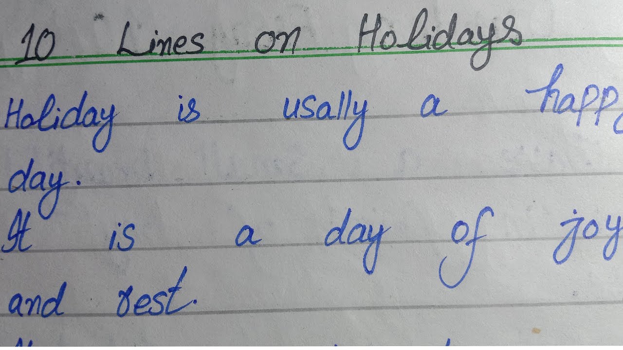 10 Lines on Holidays | my holiday essay | SR Handwriting - YouTube