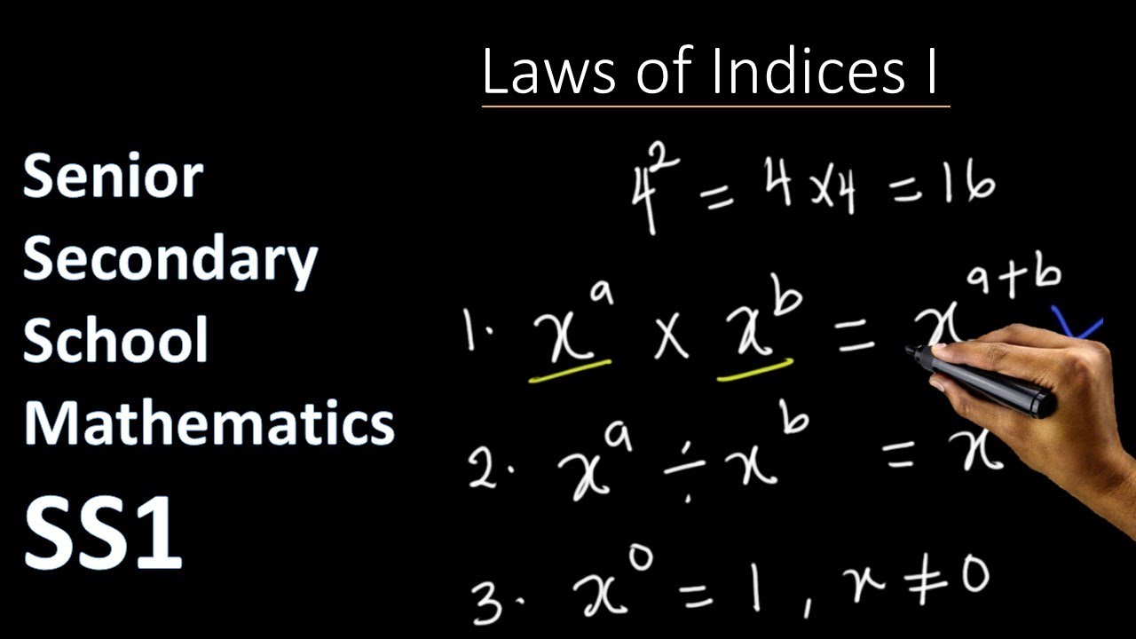 1 Laws of Indices | Numerical Processes, Indices and Logarithms | SSS1 ...