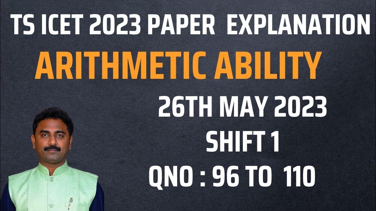TS ICET 2023 ARITHMETIC ABILITY PAPER EXPLANATION IN TELUGU - YouTube