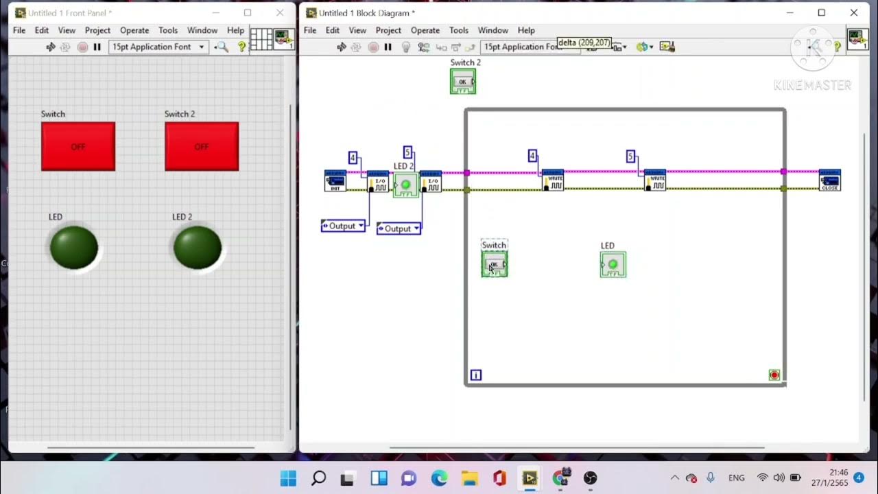 งานที่ 3 การ (ON/OFF LED 2 ชุด) ผ่าน LabVIEW - YouTube