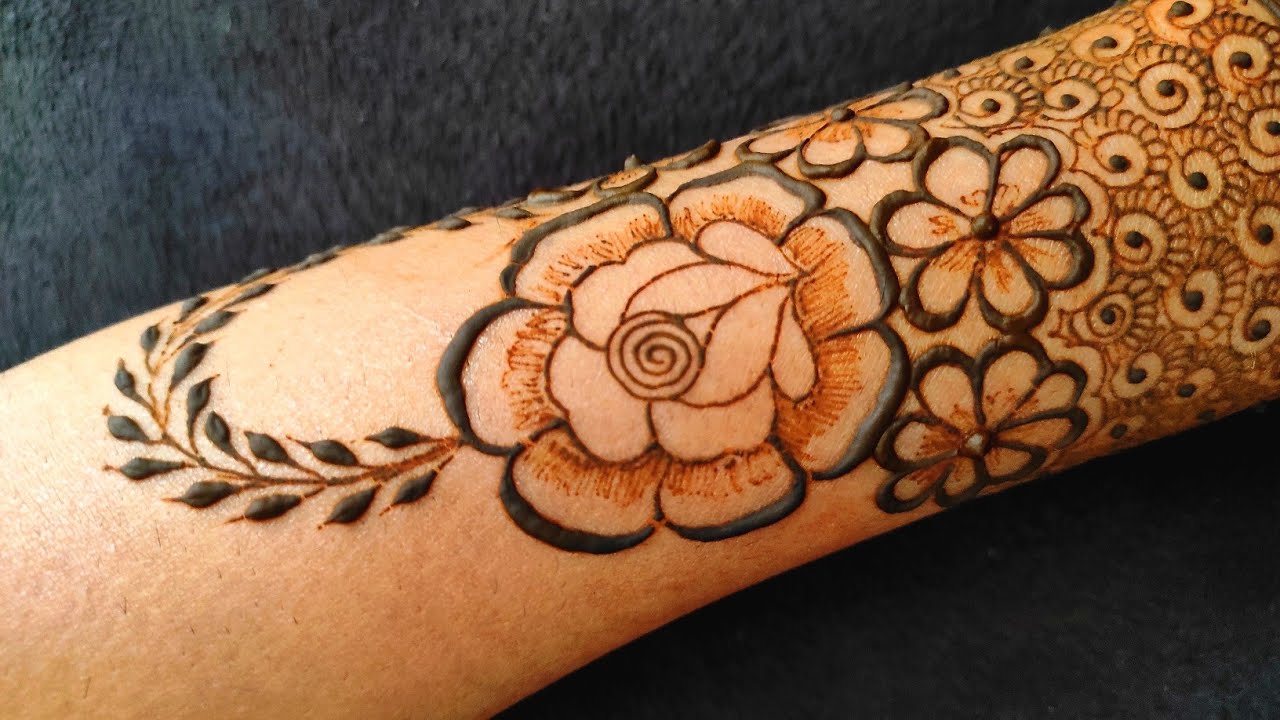 Bold rose full hand mehndi design || Stylish gulab mehndi design ...