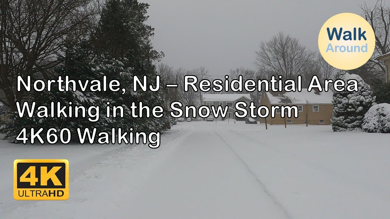 【4K60】 Walking - Residential Area of Northvale, NJ (In the Snow Storm ...