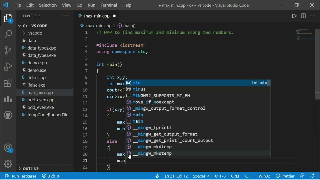 #2 | WAP to find the maximum and minimum of two numbers in C++ | C++ ...