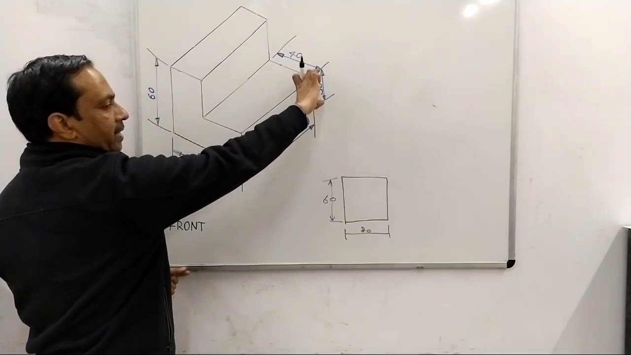 draw front,side,top view of given object in THIRD ANGLE PROJECTION ...