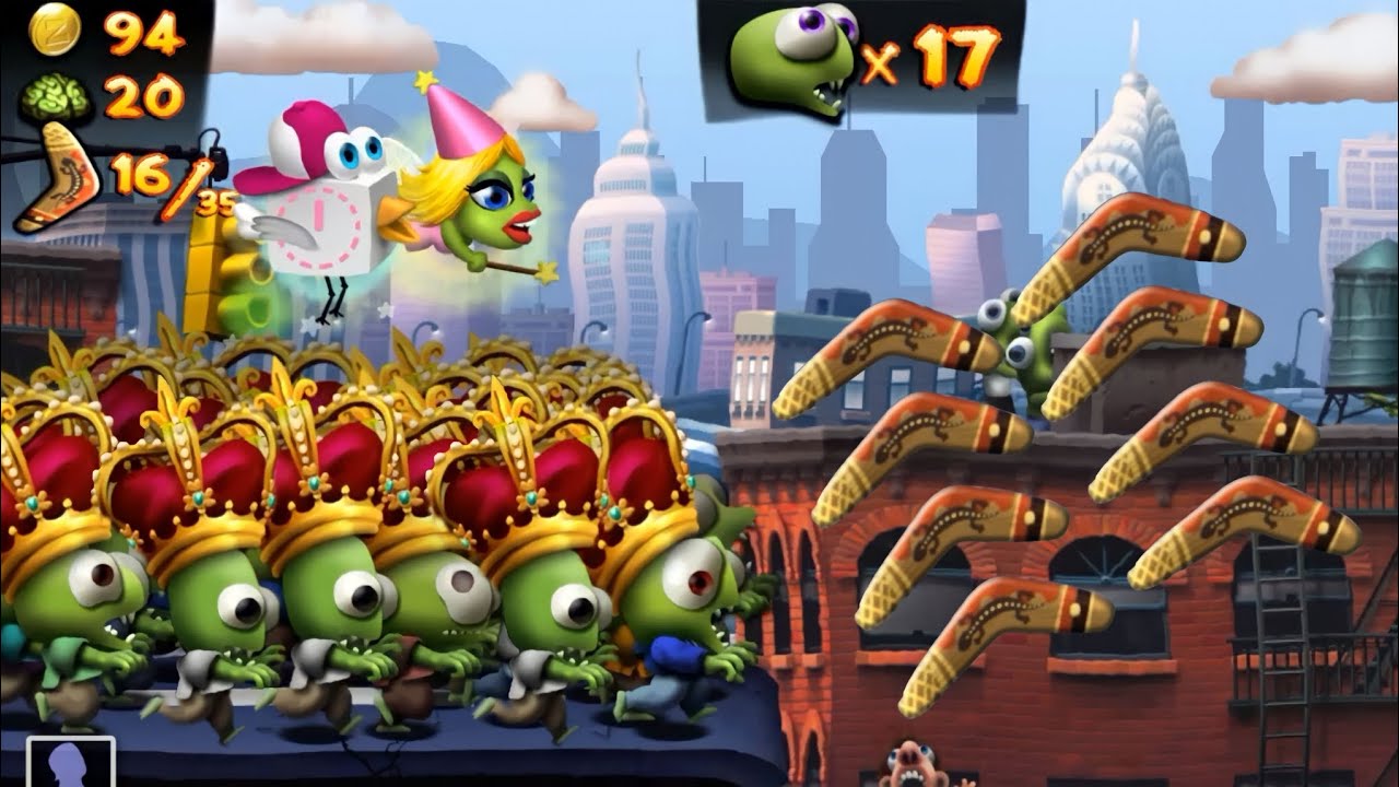 Zombie Tsunami: Royal Crown Zombies Played Boomerangs - YouTube