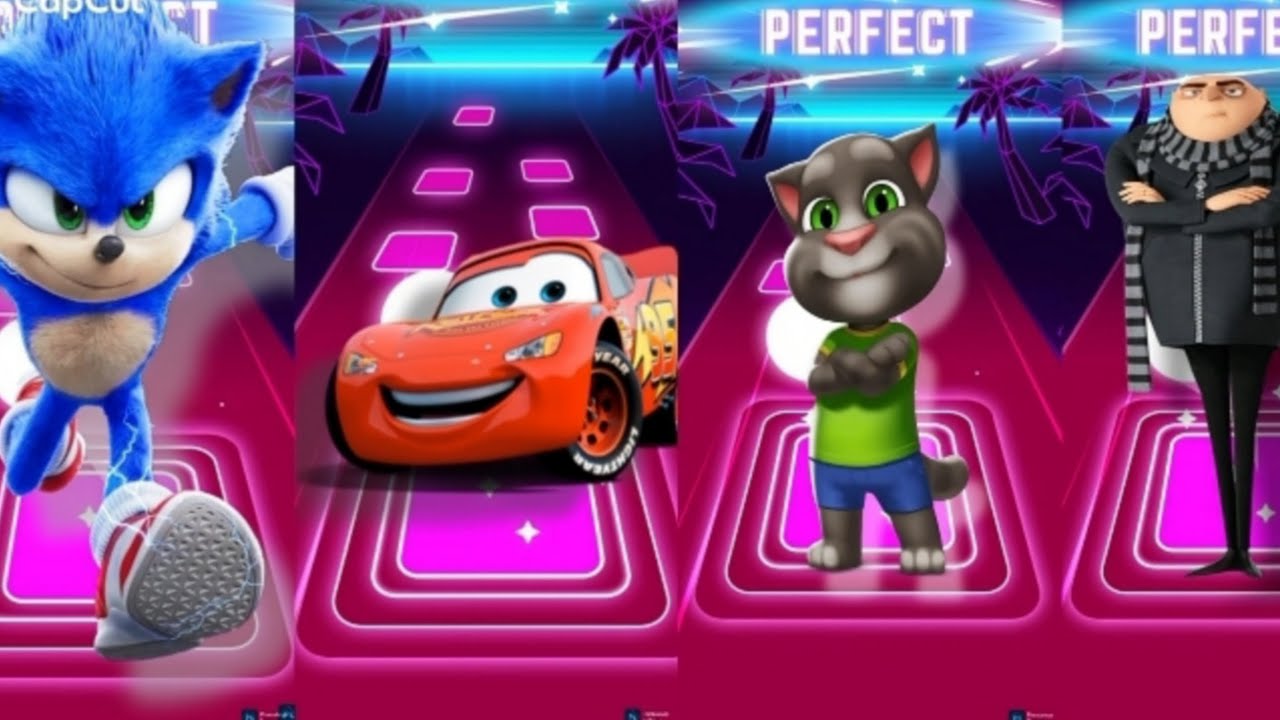 "Tiles Hop – Sonic, Lightning McQueen, Tom & Gru Perfect Run!" - YouTube