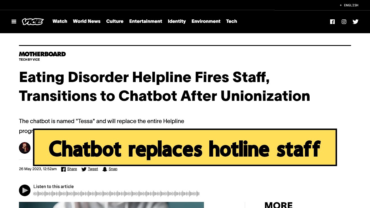 NEDA Fires Support Staff, Replaces with Chatbot Amid Unionization ...