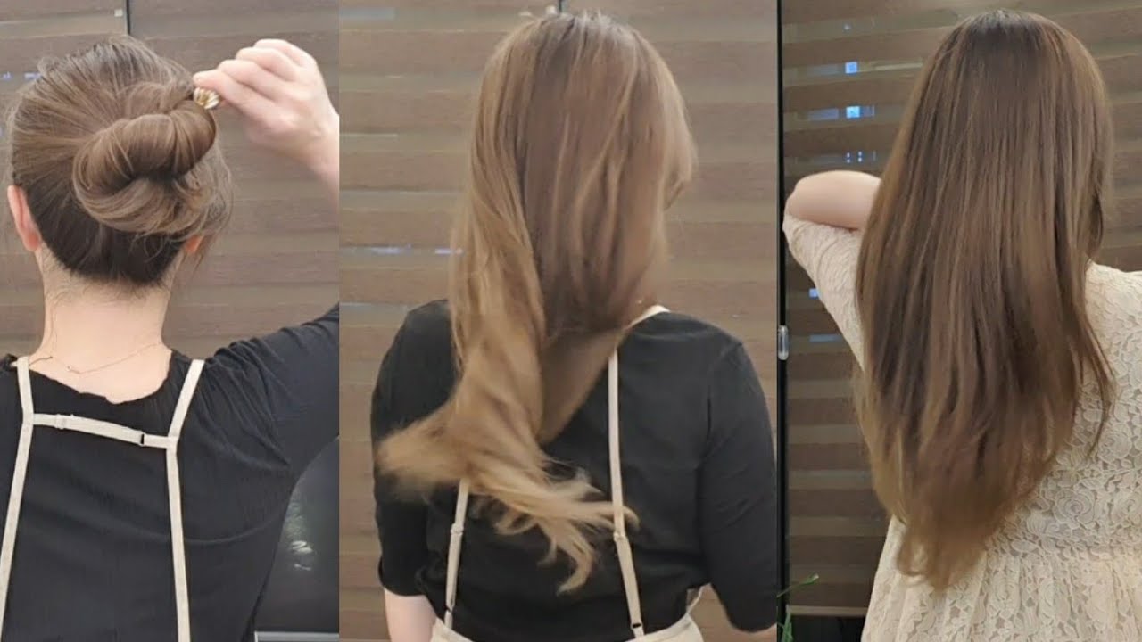 Bun Drop in Layered Hair - YouTube
