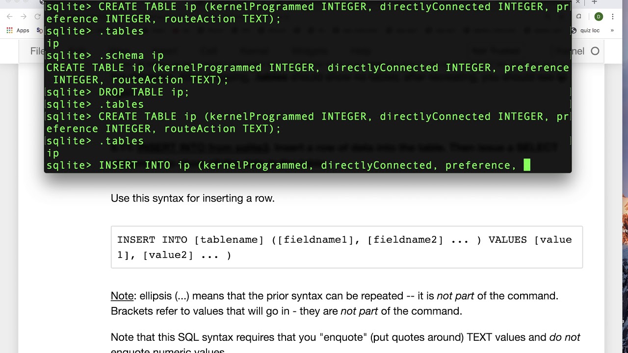 apy session 5 exercises 12 sqlite client insert into - YouTube