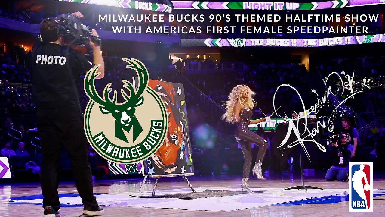 Milwaukee Bucks 90s Themed NBA Halftime Show performed by First Female ...