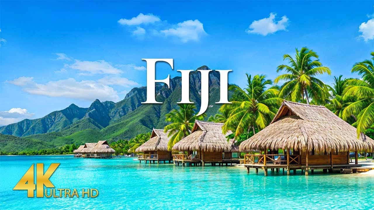 FLYING OVER FIJI 4K UHD - Turquoise Waters & Lush Islands Scenic ...