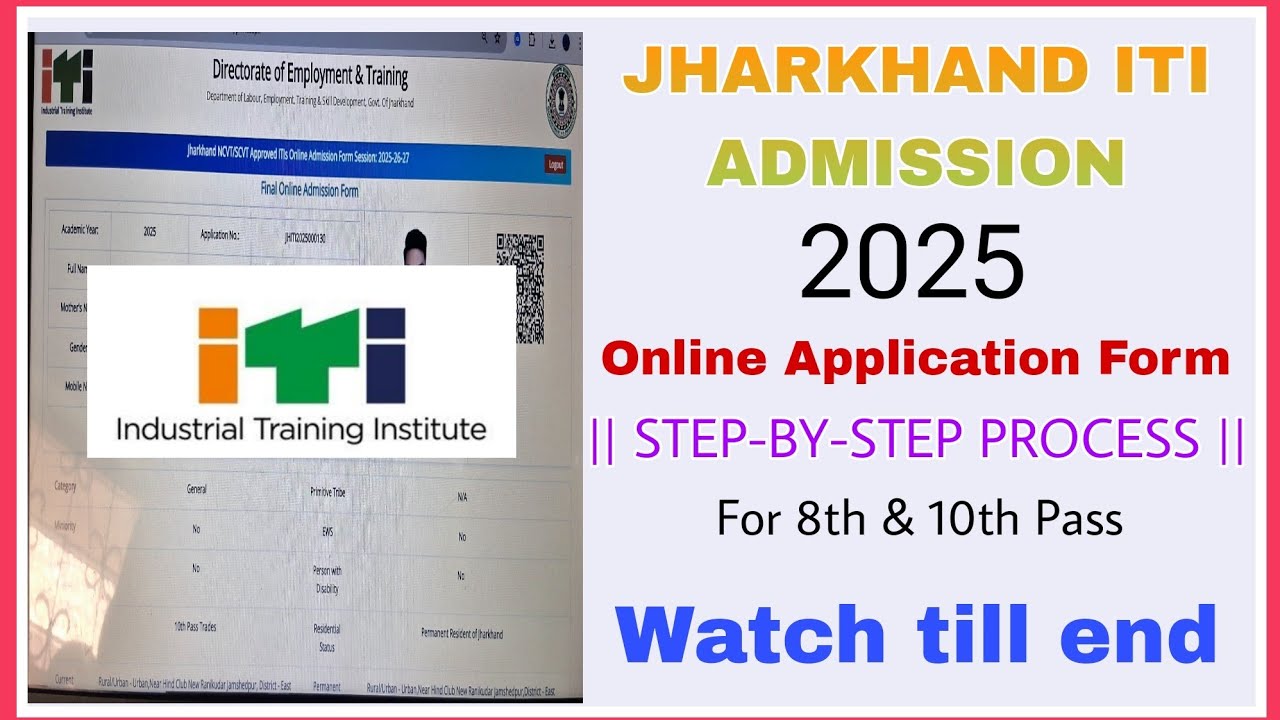Jharkhand ITI 2025 Online Form Fillup Process || ITI Application form kaise bhare 2025 || ITI ...