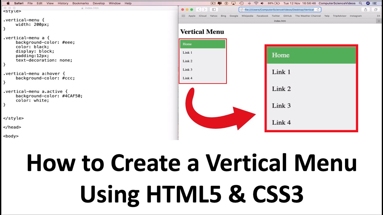 How To Code A Vertical Menu Using Html5 And Css3 New Youtube