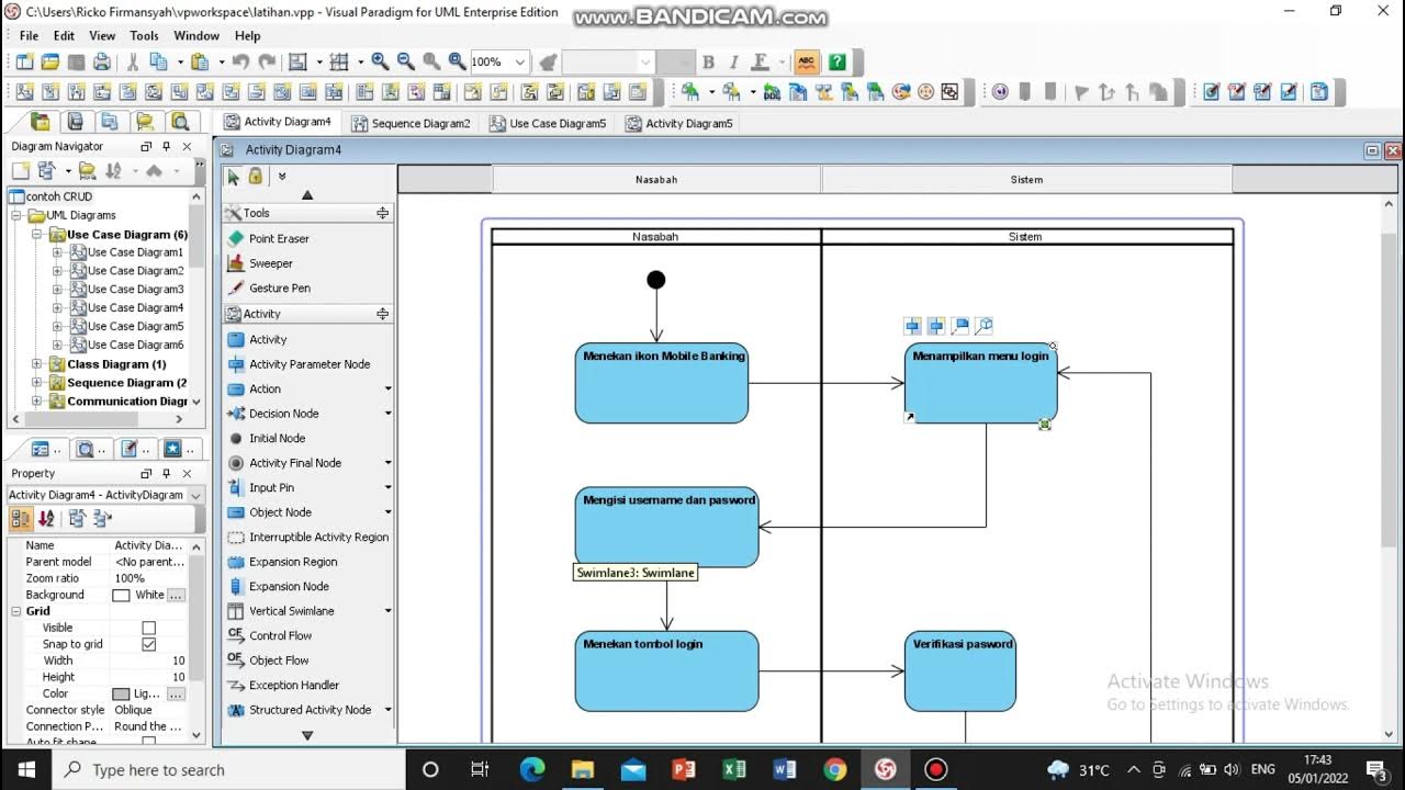 Visual paradigm Sistem CRUD menggunakan Use Case,Aktifity Di, Sequence ...