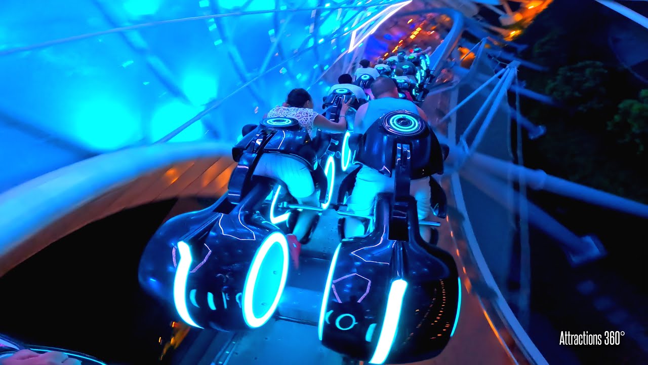 TRON Ride at Night | Back & Front Row POV | Walt Disney World 2024 ...
