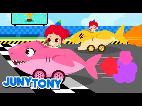 Toot! Toot! Rainbow Shark Car 🦈💨 Colors for Kids｜ Kids Songs｜JunyTony