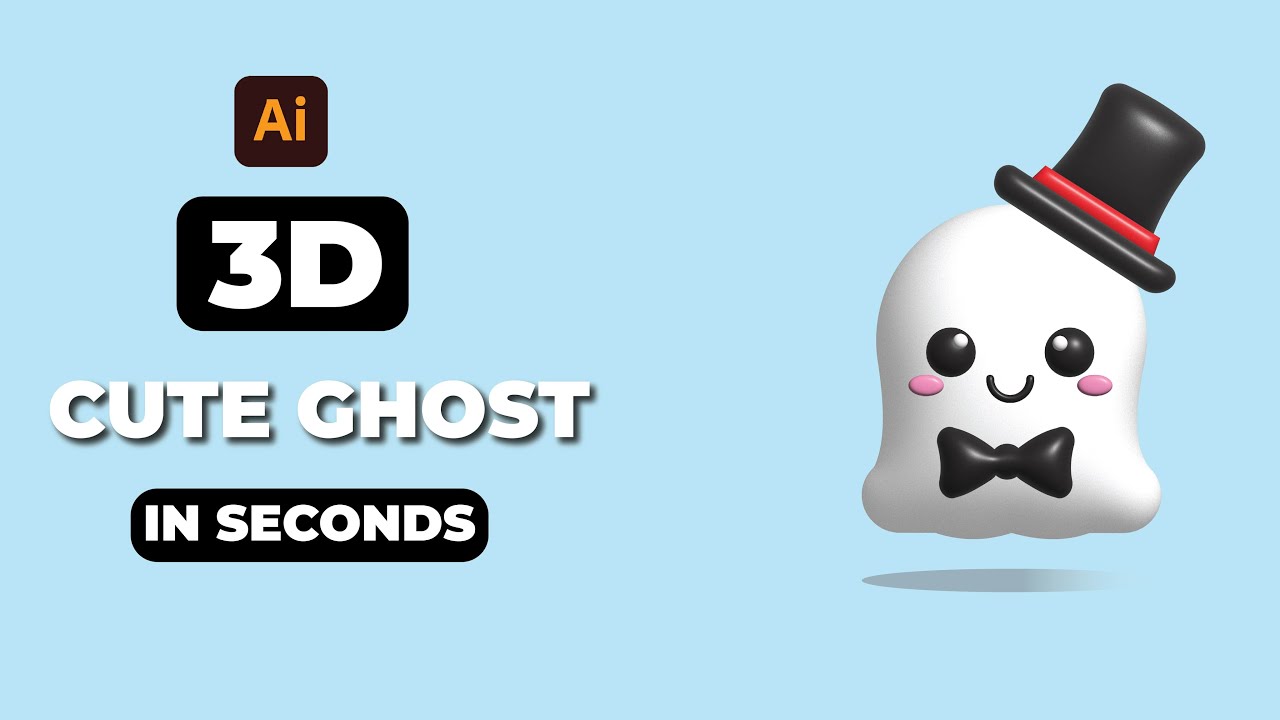 HOW TO MAKE 3D CUTE GHOST IN MINUTE IN ADOBE ILLUSTRATOR - YouTube