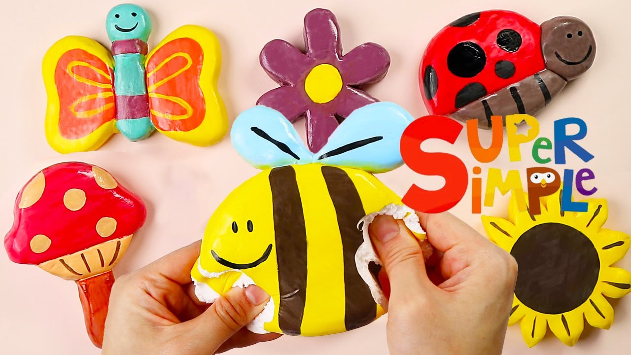 Butterfly Ladybug Bumblebee | super simple songs clay cracking ASMR 32 ...