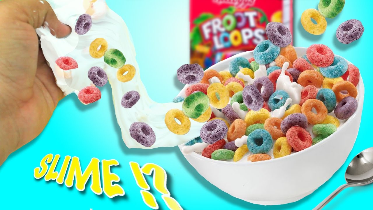 DIY FROOT LOOPS SLIME !?! // How to make slime out of cereal !?! Instagram slime !! Cereal slime ...
