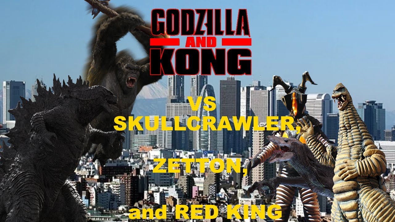 Godzilla and Kong vs Skullcrawler, Zetton and Red King battle Tokyo ...